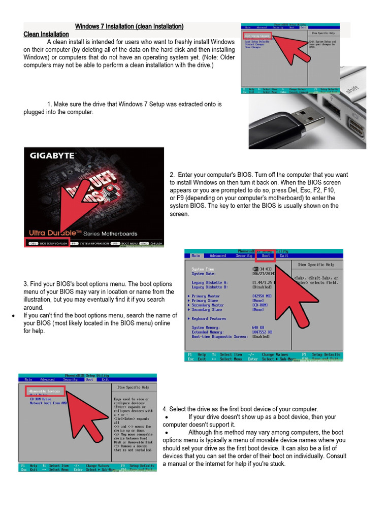 Step-by-Step Windows 7 Installation Guide | PDF | Bios | Booting