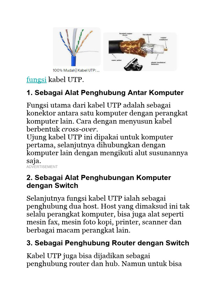 Kabel Utp Dan Crossover | PDF