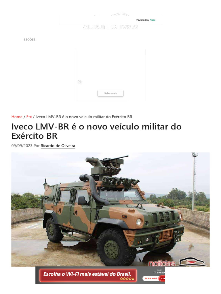 Iveco Lmv Br é O Novo Veículo Militar Do Exército Br Notícias