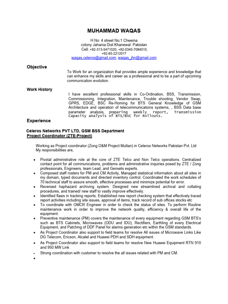 Waqas CV | PDF | Computer Network | Computing