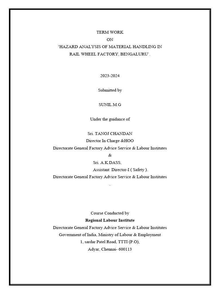 Term Work of Sunil160124 | PDF | Hazards | Risk