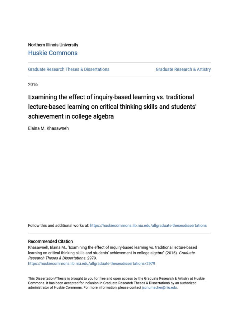 Examining The Effect of Inquiry-Based Learning vs. Traditional Le | PDF ...