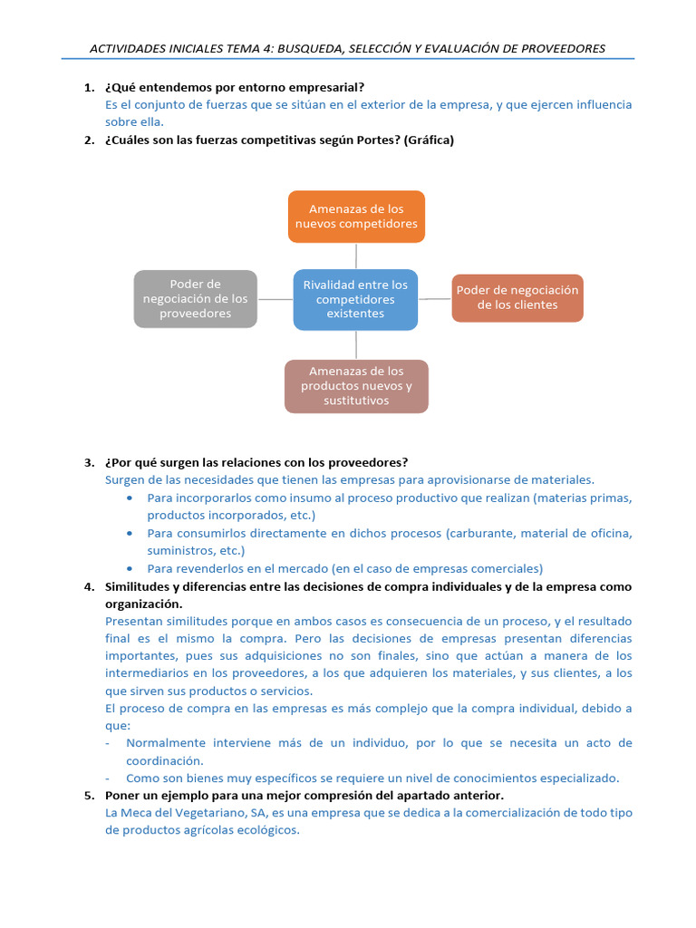 ACTIVIDADES INICIALES | PDF | Business | Negocios económicos