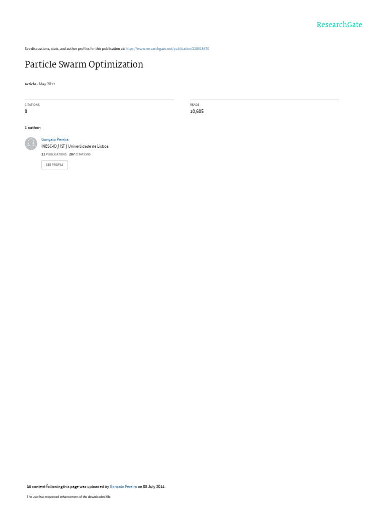 Particle Swarm Optimization | PDF | Euclidean Vector | Mathematical Optimization