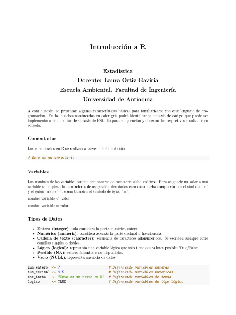 R Intro | PDF | Lenguaje de programación | Lógica matemática