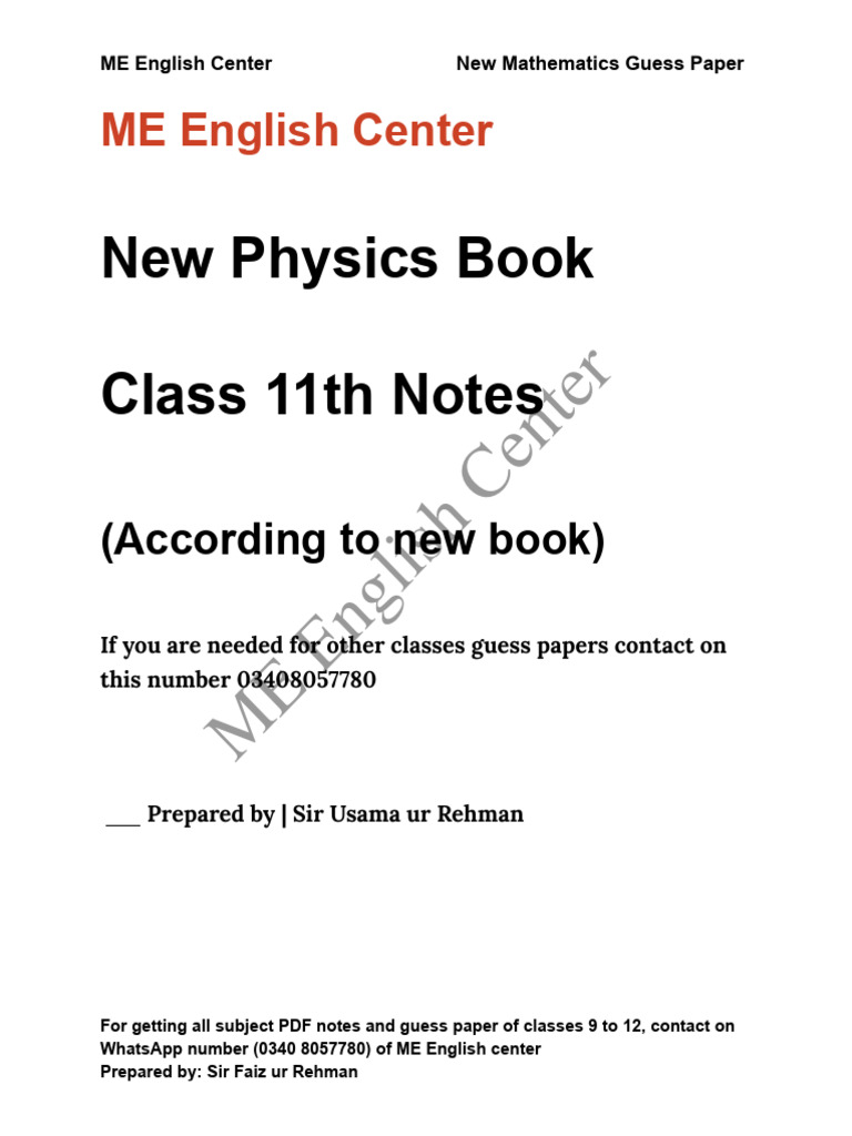 New Physics Book Notes-1 | PDF | Velocity | Acceleration