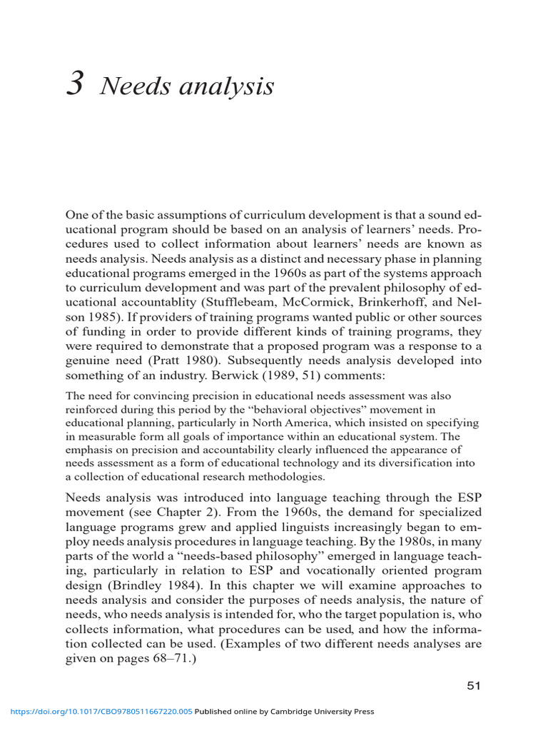 08.0 PP 51 89 Needs Analysis | PDF | English As A Second Or Foreign Language | Curriculum