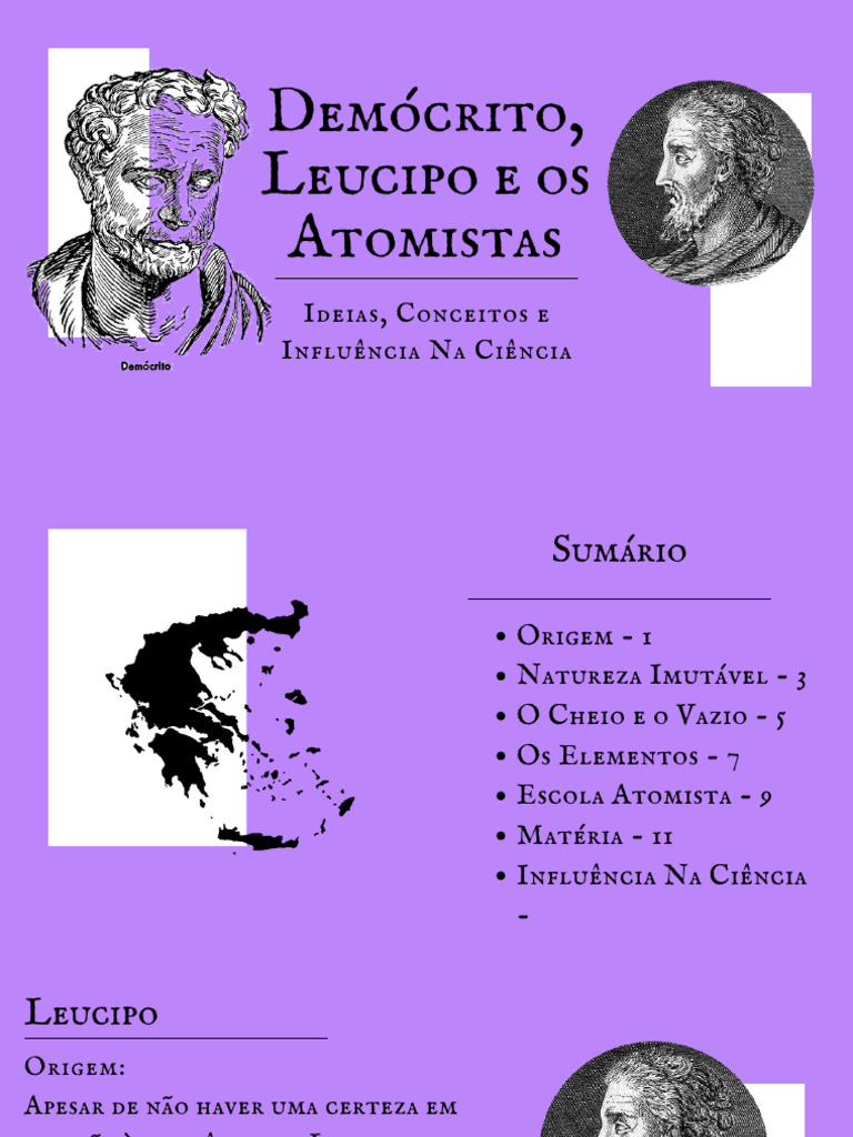 Demócrito, Leucipo e Os Atomistas | PDF | Átomos | Science