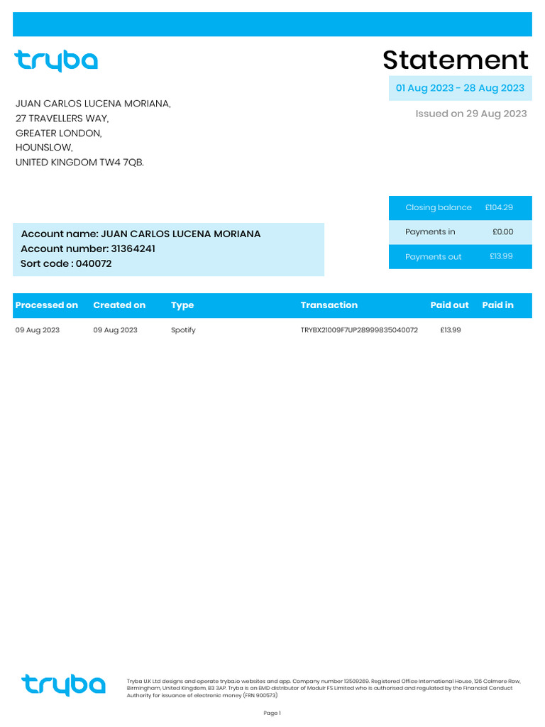 Tryba Account-Statement - En-Gb - 0c81c3 | PDF