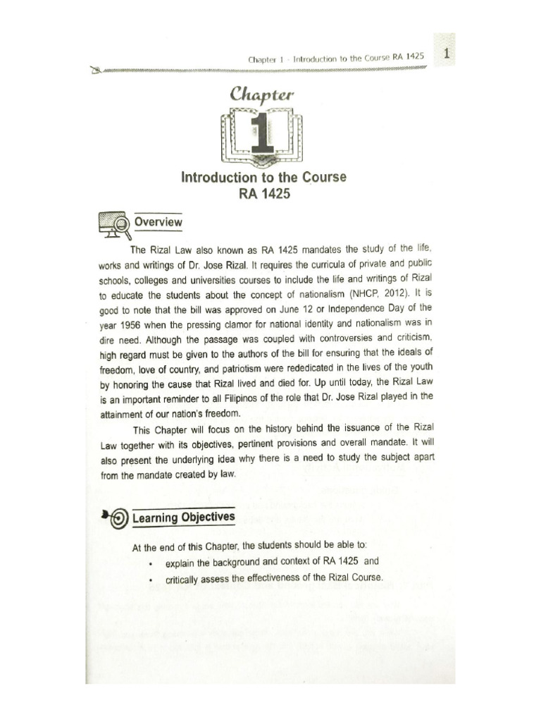 Chapter 1 Introduction To The Course Ra 1425 | PDF