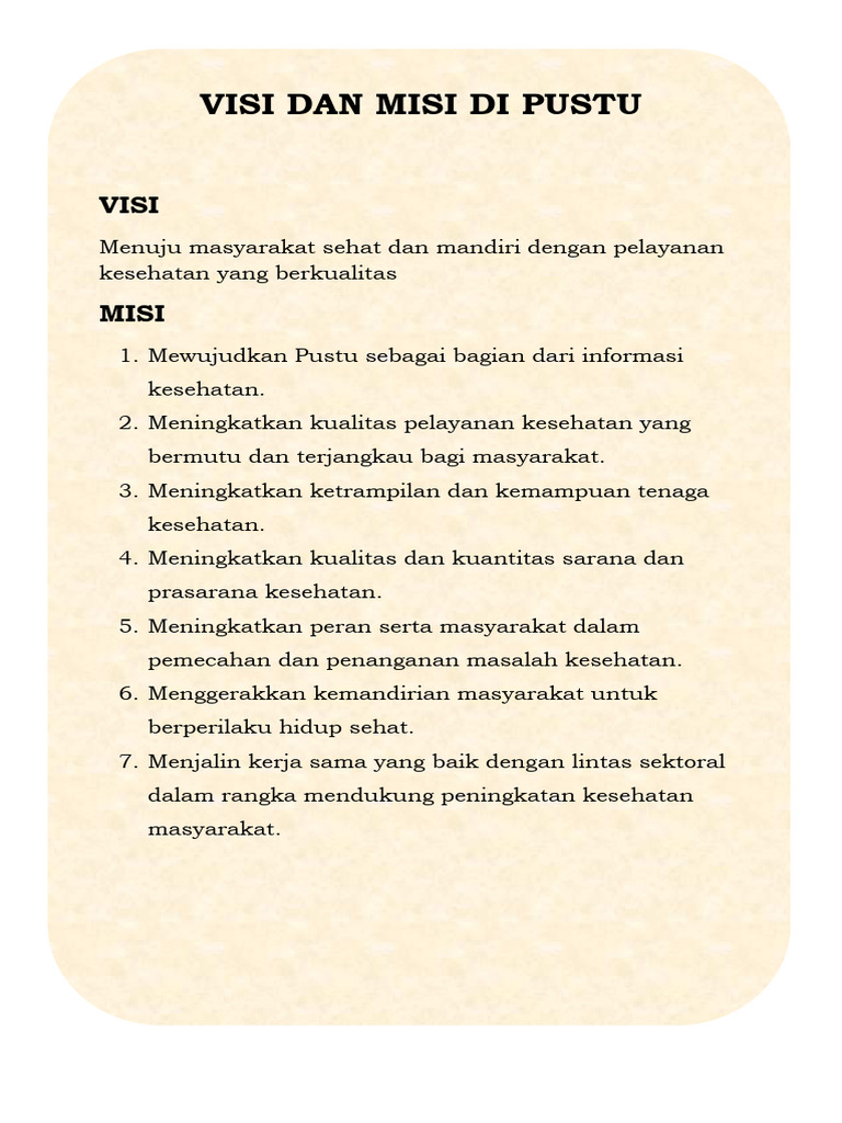 Visi Dan Misi Di Pustu | PDF