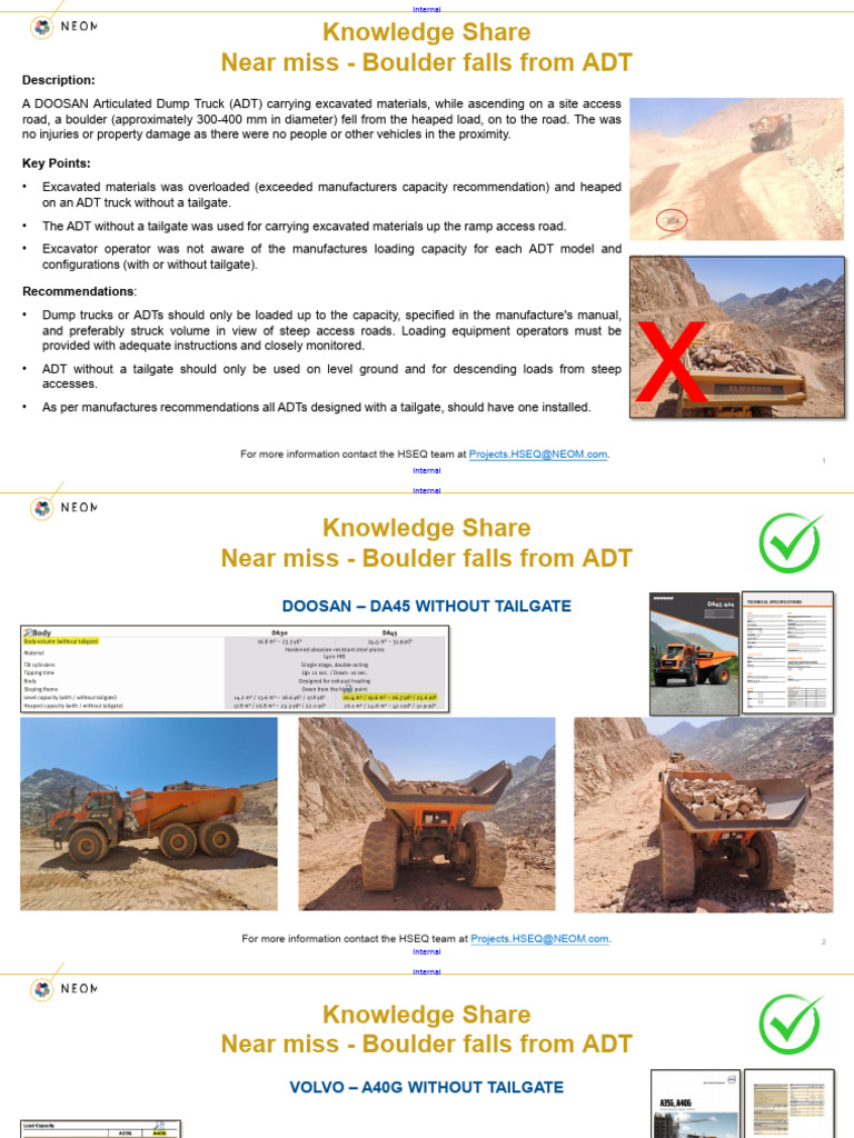 Knowledge Share - Near Miss_Boulder Falls From ADT | PDF