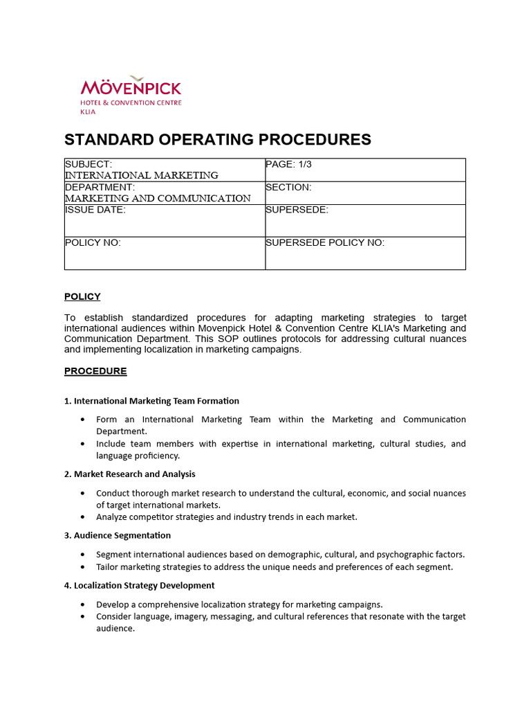 International Marketing SOP Guidelines | PDF | Digital Marketing ...