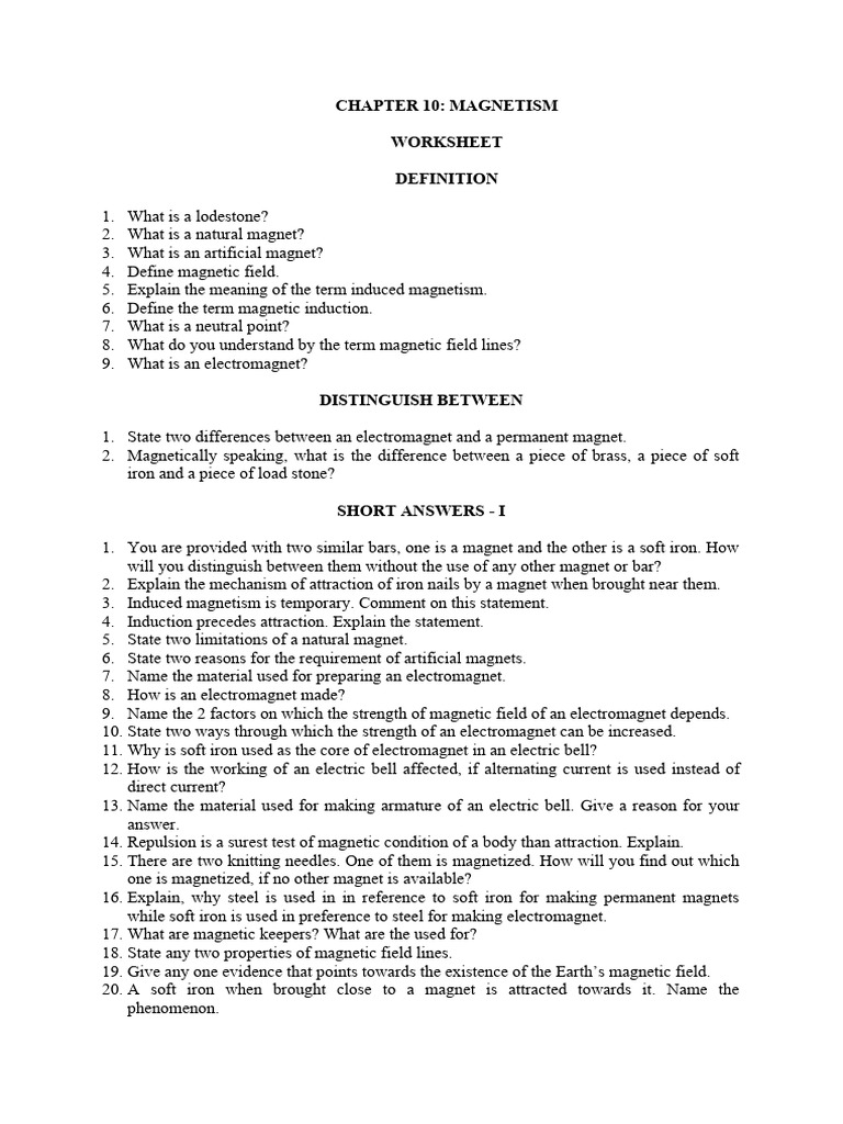 9th Chapter Magnetism | PDF | Magnet | Magnetic Field