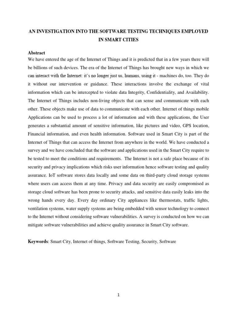 An Investigation Into The Software Testing Techniques Employed in Smart ... An Investigation Into The Software Testing Techniques Employed in Smart ...