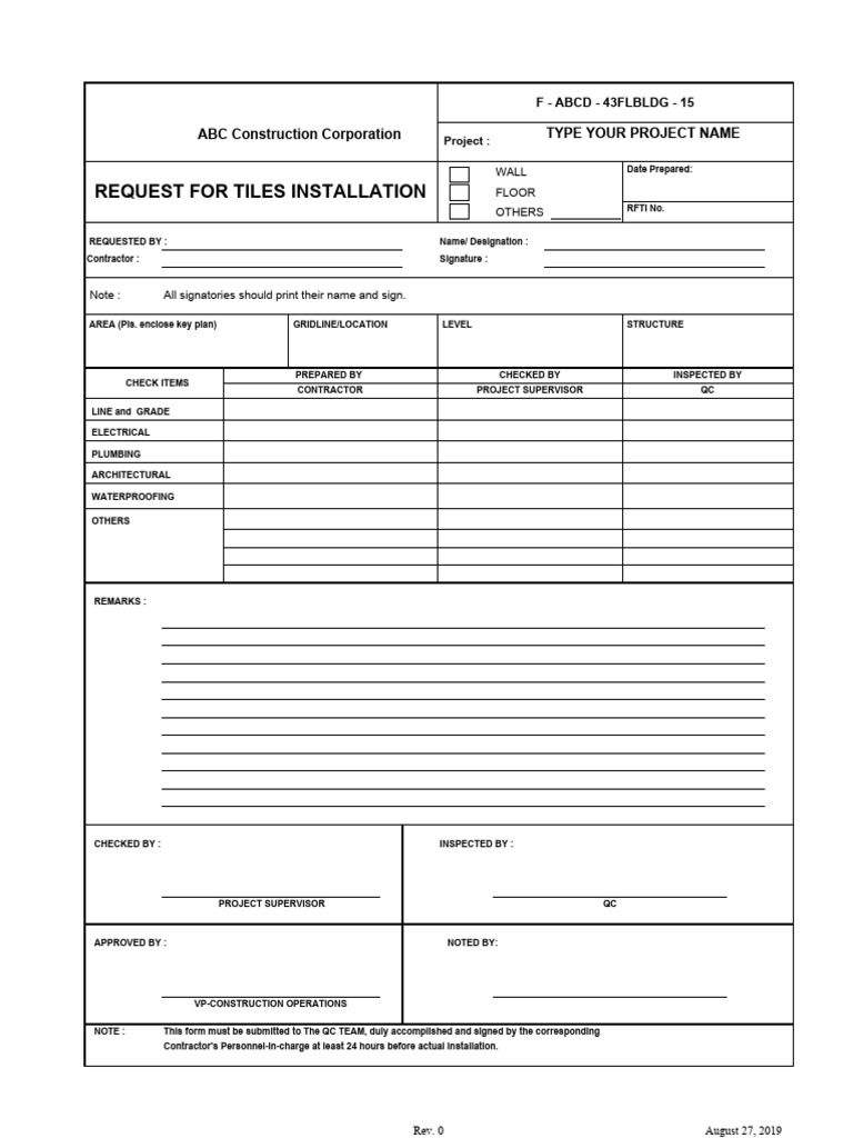 15-Request For Tiles Installation | PDF