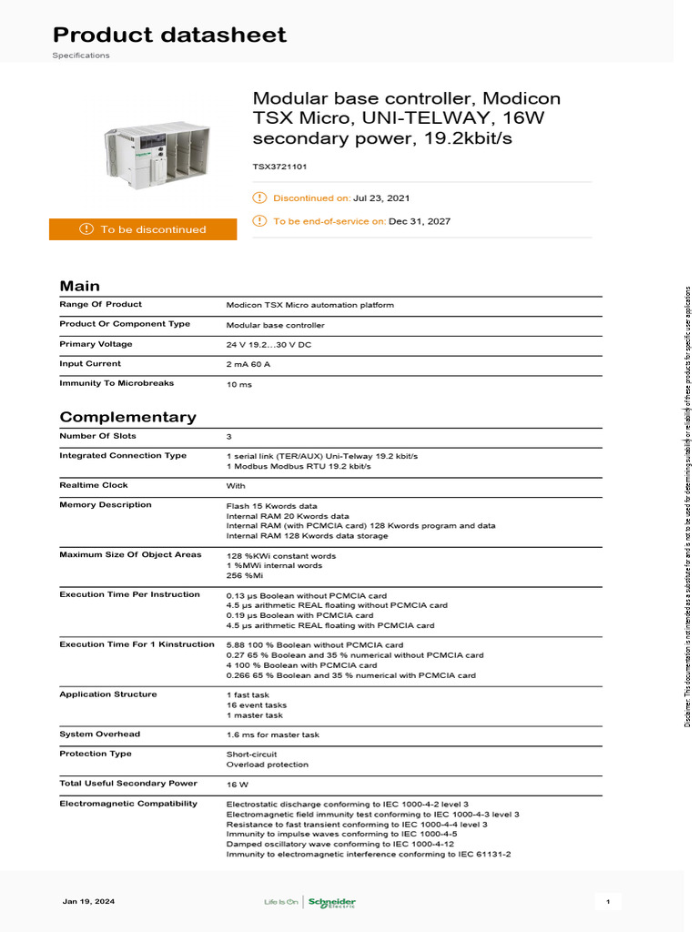 Modicon TSX Micro Controller Specs | PDF | International ...