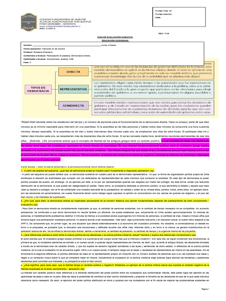 Maria Catalan - GUÍA EVALUACIÓN SUMATIVA EDUCACIÓN CIUDADANA (UNIDAD II ...