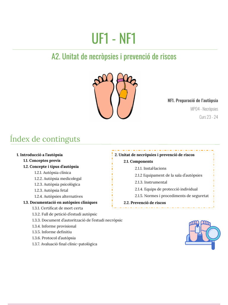 NF1-A2. Unitat de Necròpsies I Prevenció de Riscos | PDF