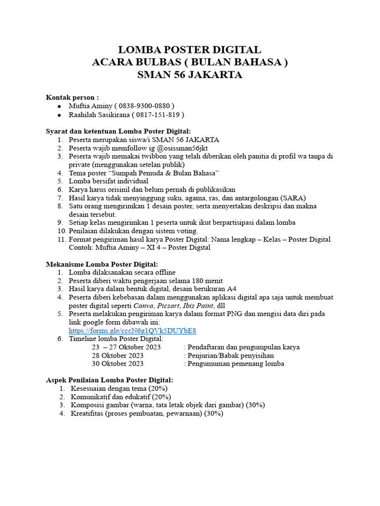 Mekanisme Lomba Poster Digital | PDF