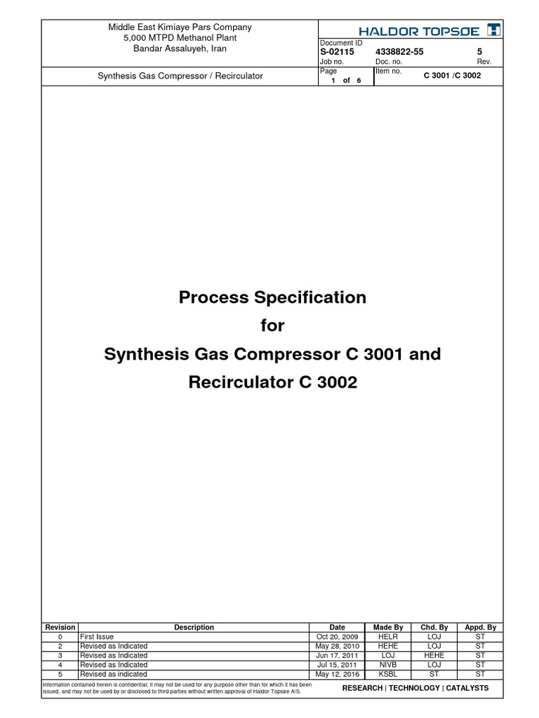 Process Specification For: Middle East Kimiaye Pars Company 5,000 MTPD ...
