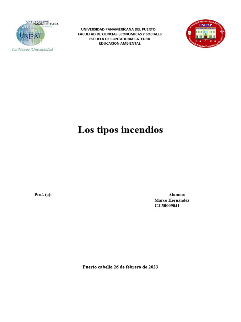 Tipos de Incendios | PDF | Incendios | Naturaleza