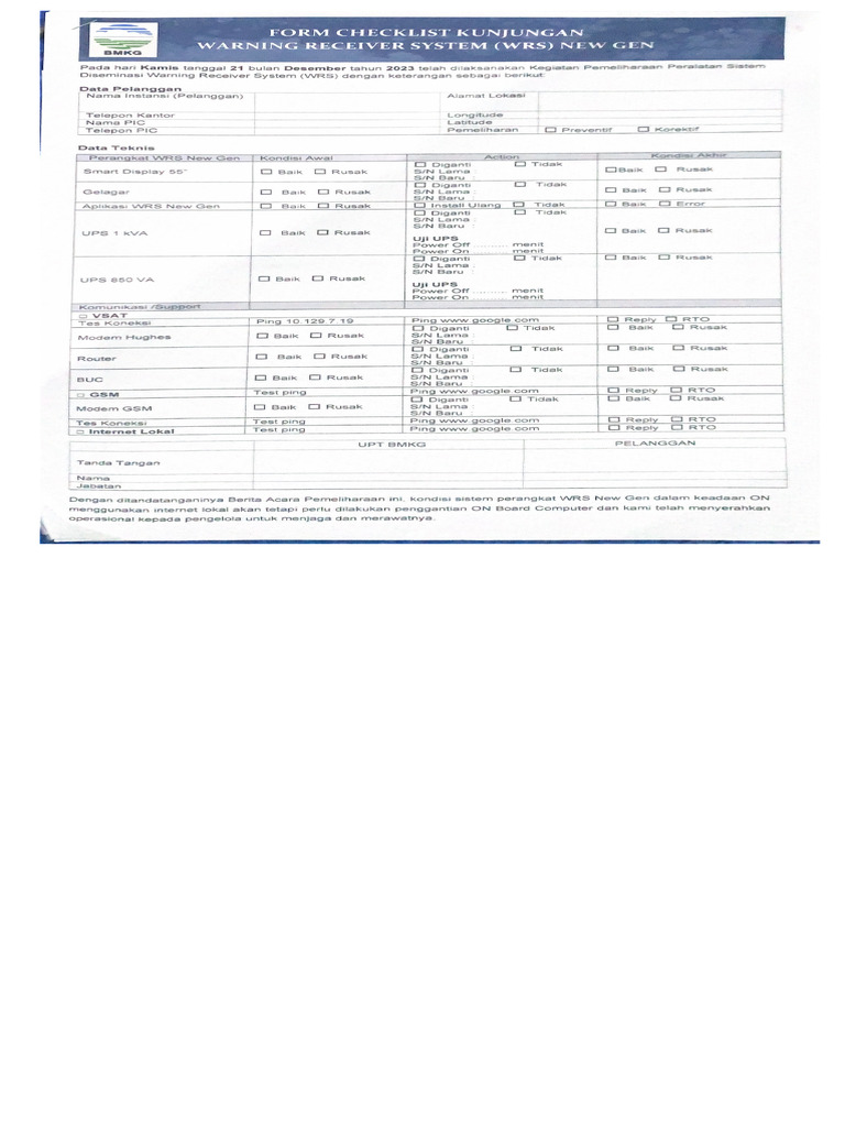 Form Checklist Kunjungan | PDF