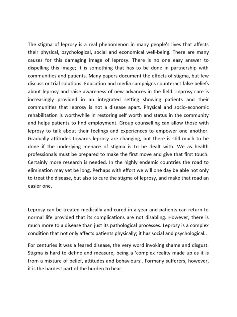 The stigma of leprosy | PDF | Leprosy | Social Stigma