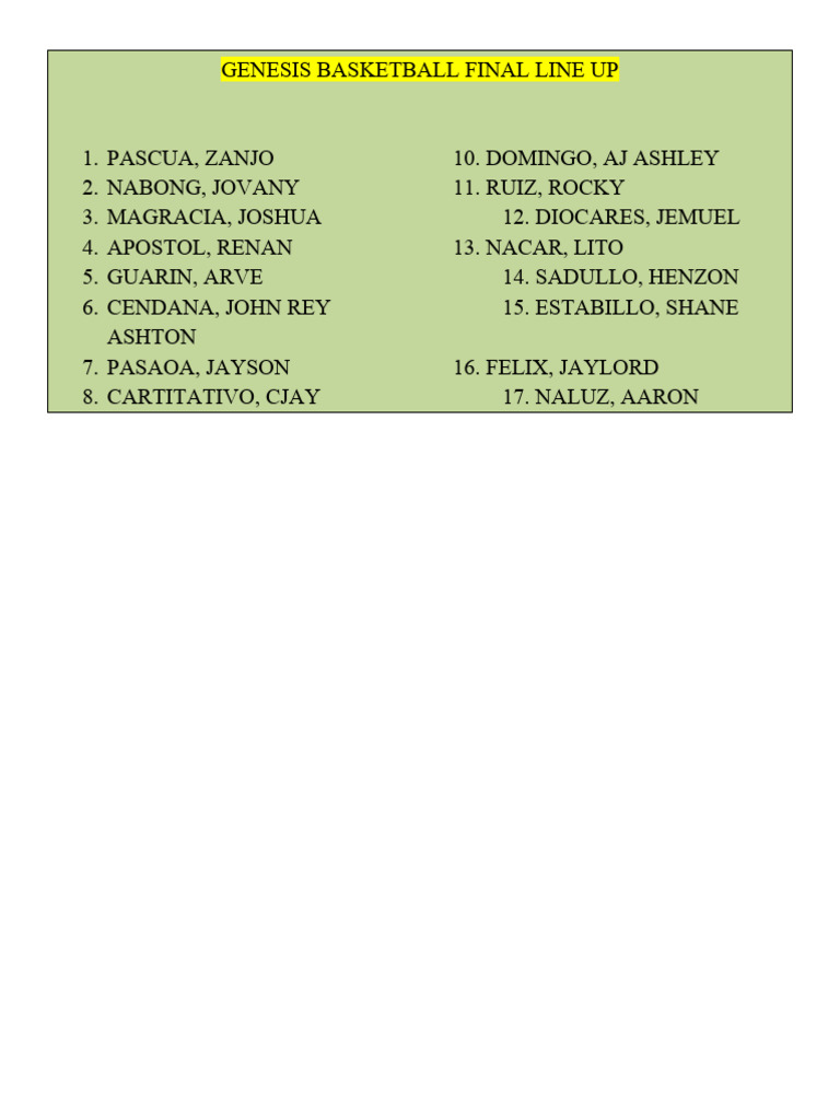 Genesis Basketball | PDF