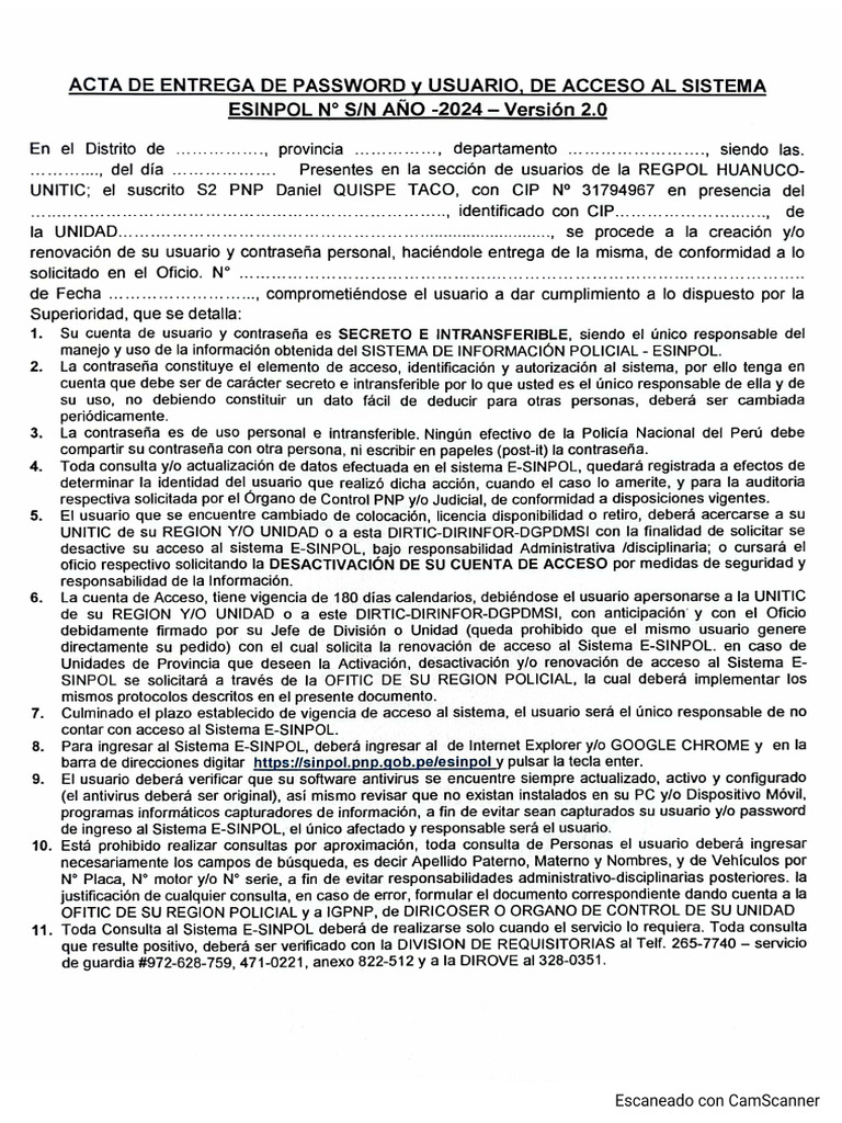 2024 Acta Esinpol PNP | PDF