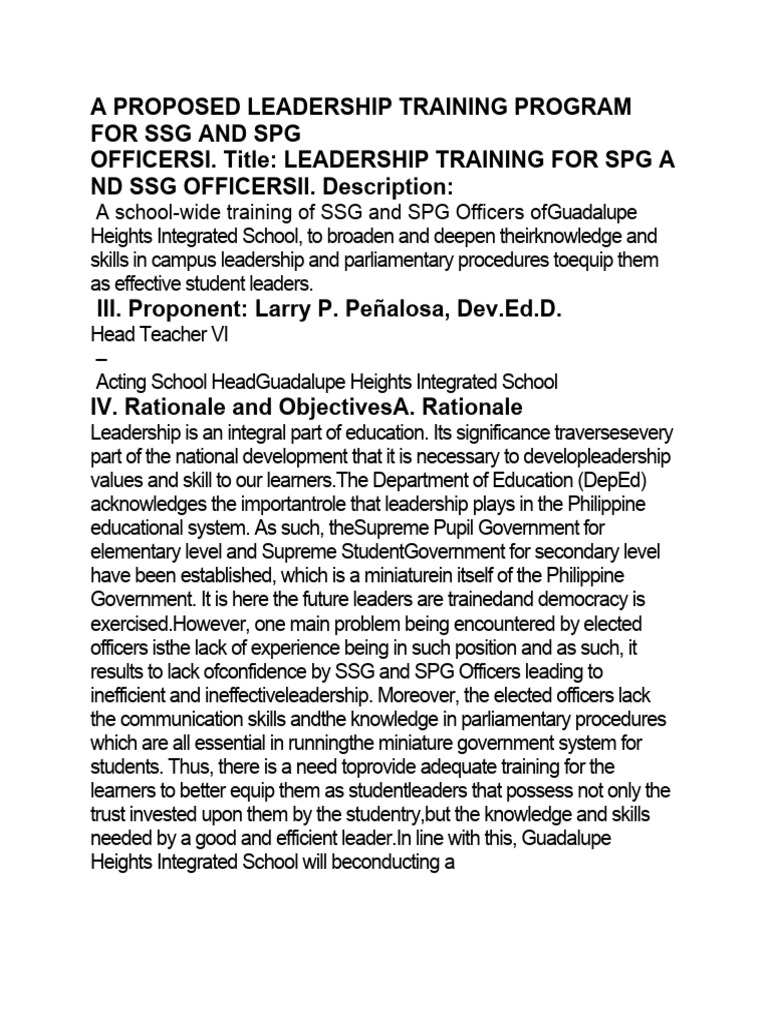 Leadership Training for SSG/SPG Officers | PDF | Career & Growth | Business