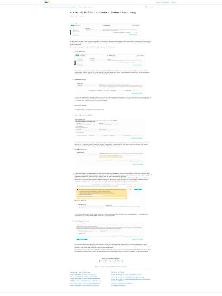 UKI & INTNL - Yoda - Safer Gambling - English Help | PDF | Computing ...