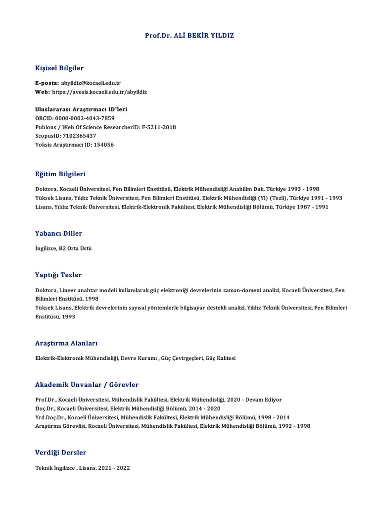 Ali̇ Beki̇r Yildiz | PDF
