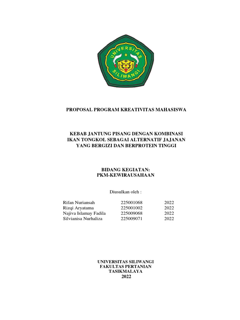 Proposal Program Kreativitas Mahasiswa | PDF