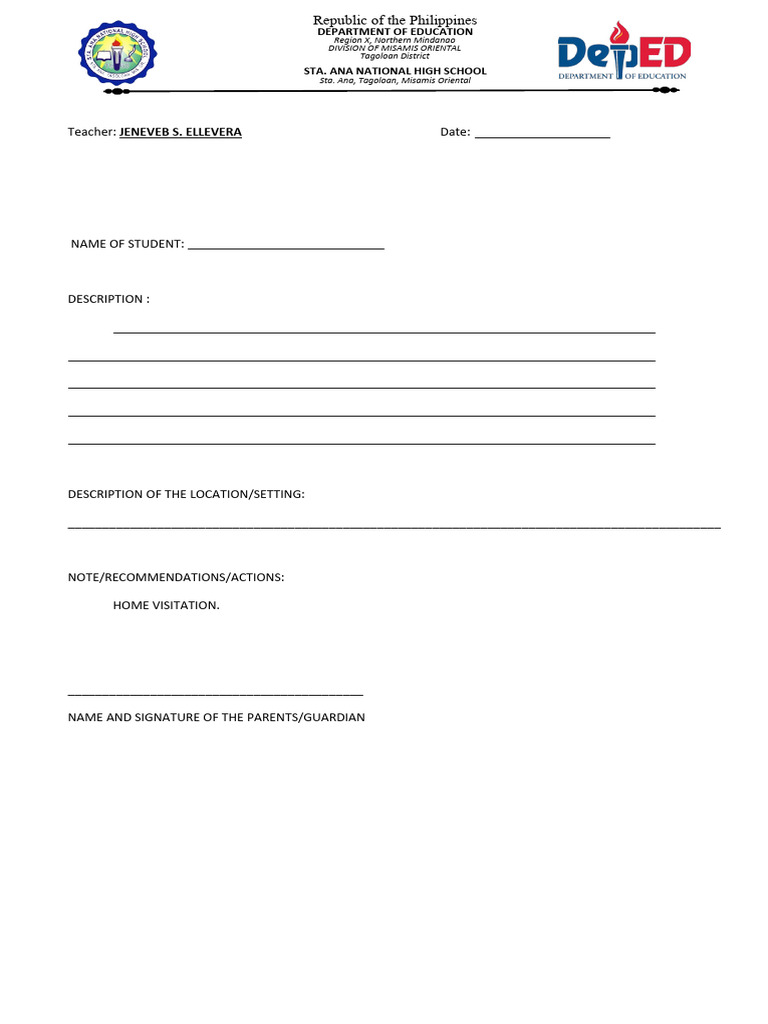 Home Visitation Letter | PDF