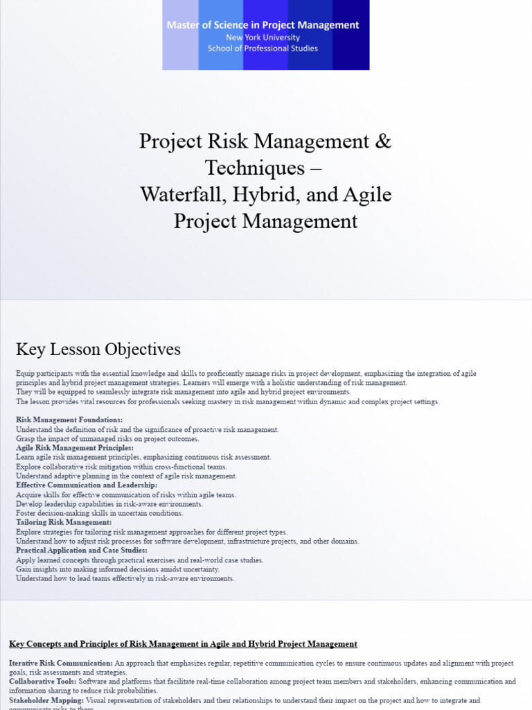NYU2024 Project Risk Management QualityMgmt | PDF | Risk Management ...