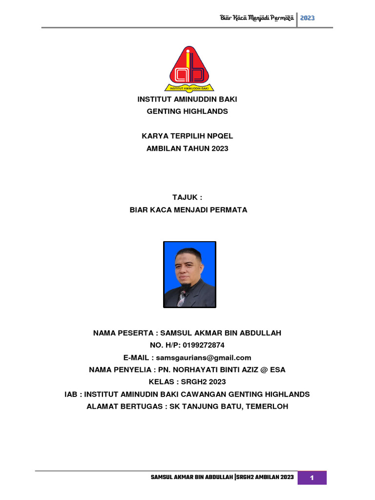 Karya Terpilih Biar Kaca Menjadi Permata | PDF