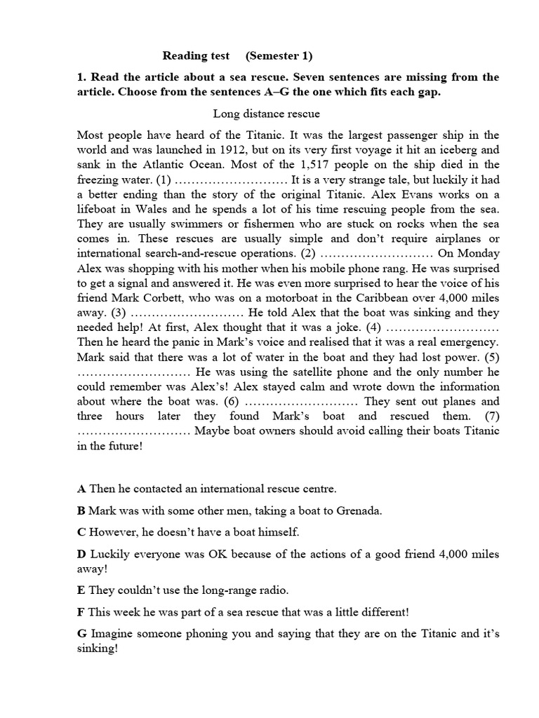 Reading Test | PDF | Watercraft | Shipping