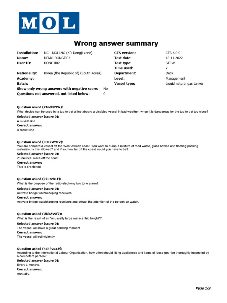 CES Wrong Answer Summary | Download Free PDF | Liquefied Natural Gas