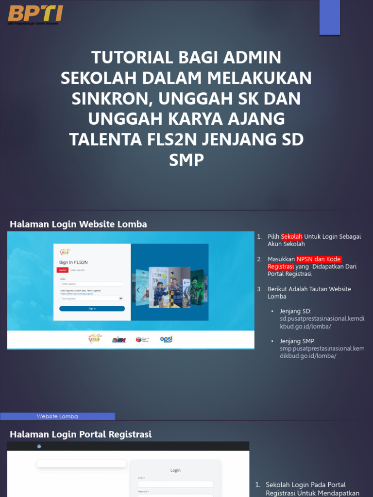 Fls2n - Tutorial Admin Sekolah SD & SMP | PDF