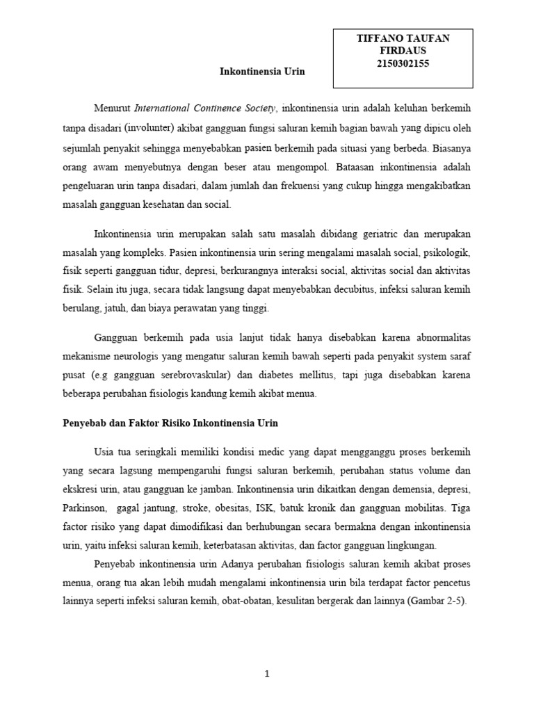 Etiologi Inkontinensia Urin pada Lansia | PDF | Sains & Matematika