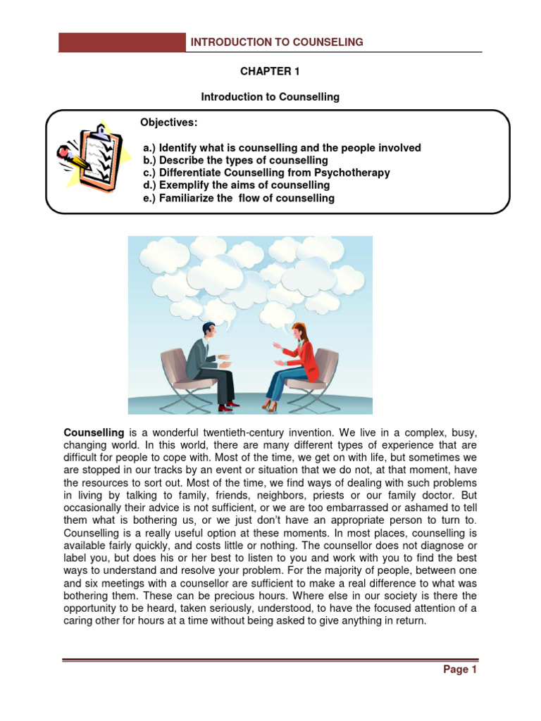 Chapter 1 Introduction To Counseling | PDF | Psychotherapy | Drug ...