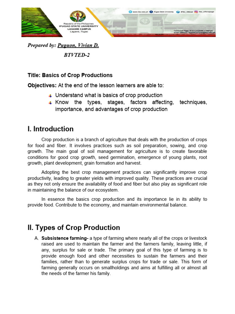 Basics of Crop Production 2 | Download Free PDF | Agriculture ...