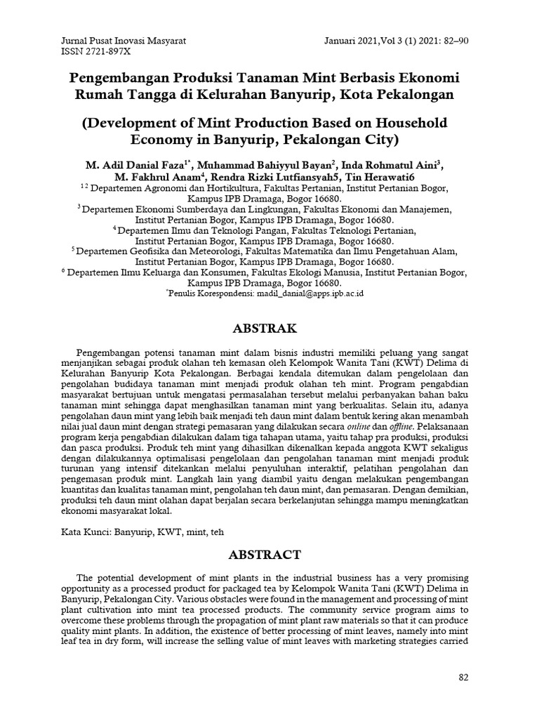 Pengembangan Produksi Tanaman Mint Berba | PDF | Teknologi & Rekayasa