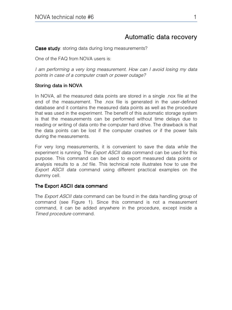 NOVA Technical Note 6 - Automatic Data Recovery | PDF | Text File ...