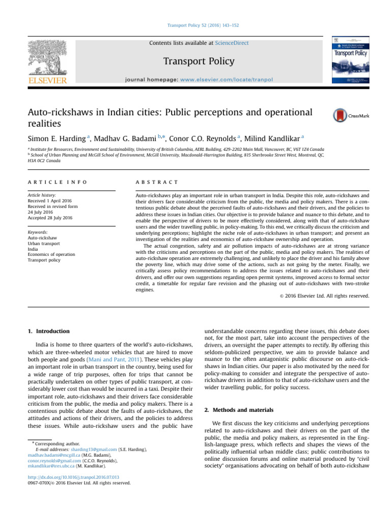 .Auto-Rickshaws in Indian Cities Public Perceptions and ...
