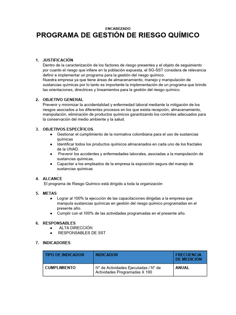 Gestión de Riesgo Químico Empresarial | PDF | Química
