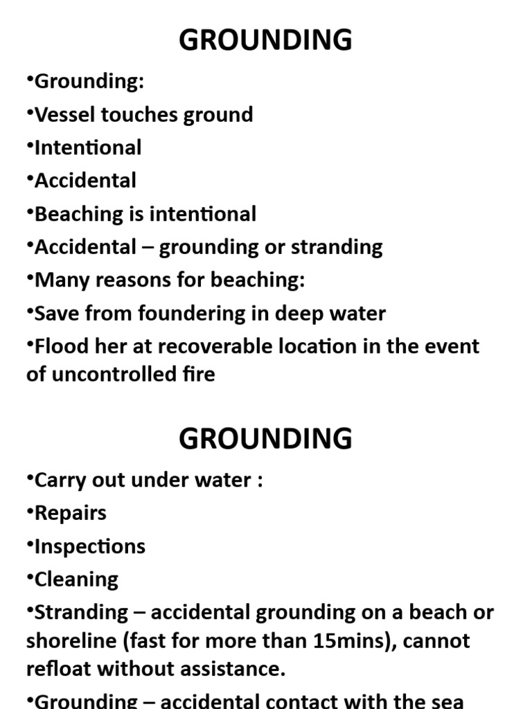 Grounding Procedures for Vessels | PDF | Marine Salvage | Ships