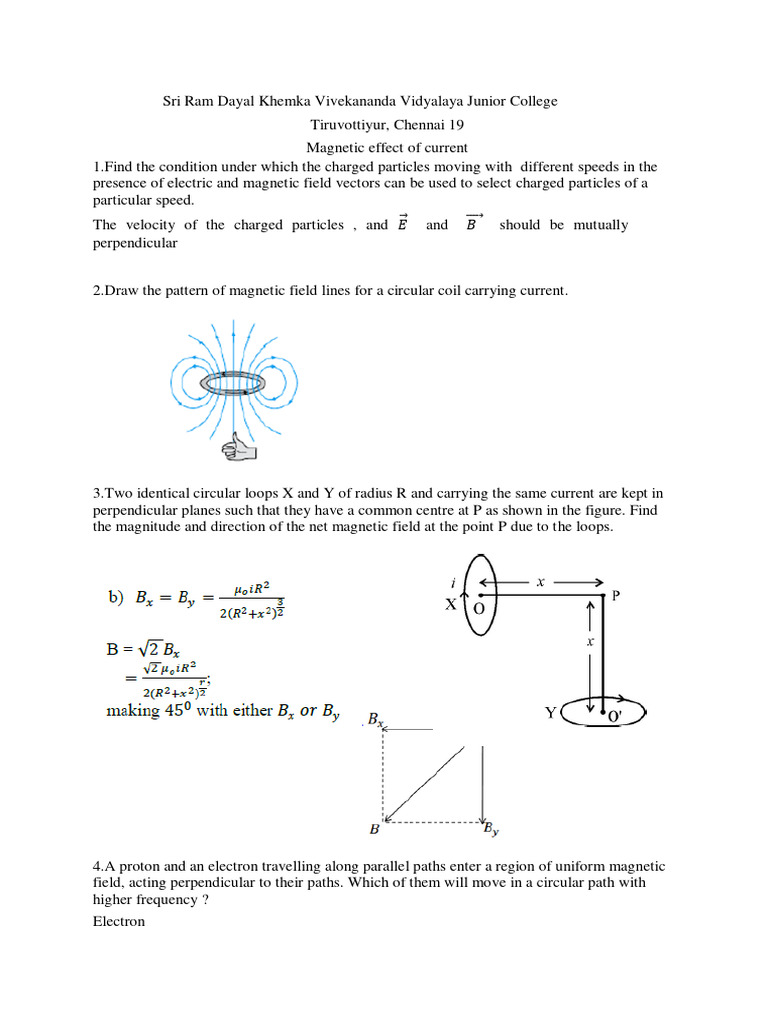 Magnetic Effect of Current PROBLEMS | PDF | Magnetic Field | Electron