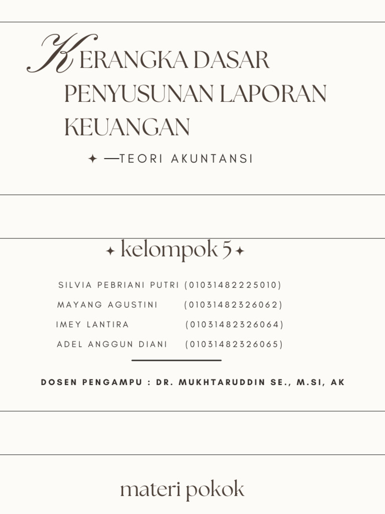 Kerangka Dasar Penyusunan Laporan Keuangan | PDF | Bisnis | Pengelolaan Keuangan & Uang